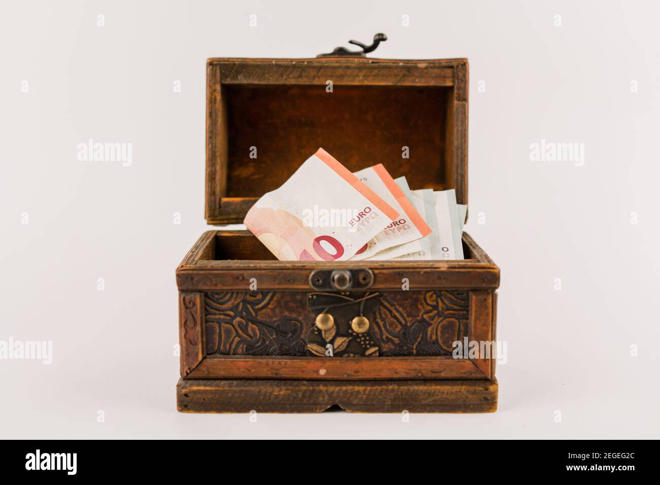 Treasure chest euro coins isolated hi-res stock photography and images ...