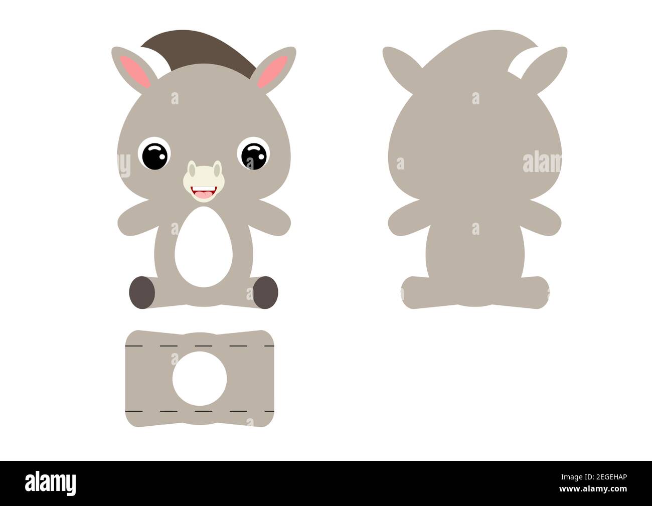 DIY cute donkey chocolate egg holder template. Retail paper box for the ...