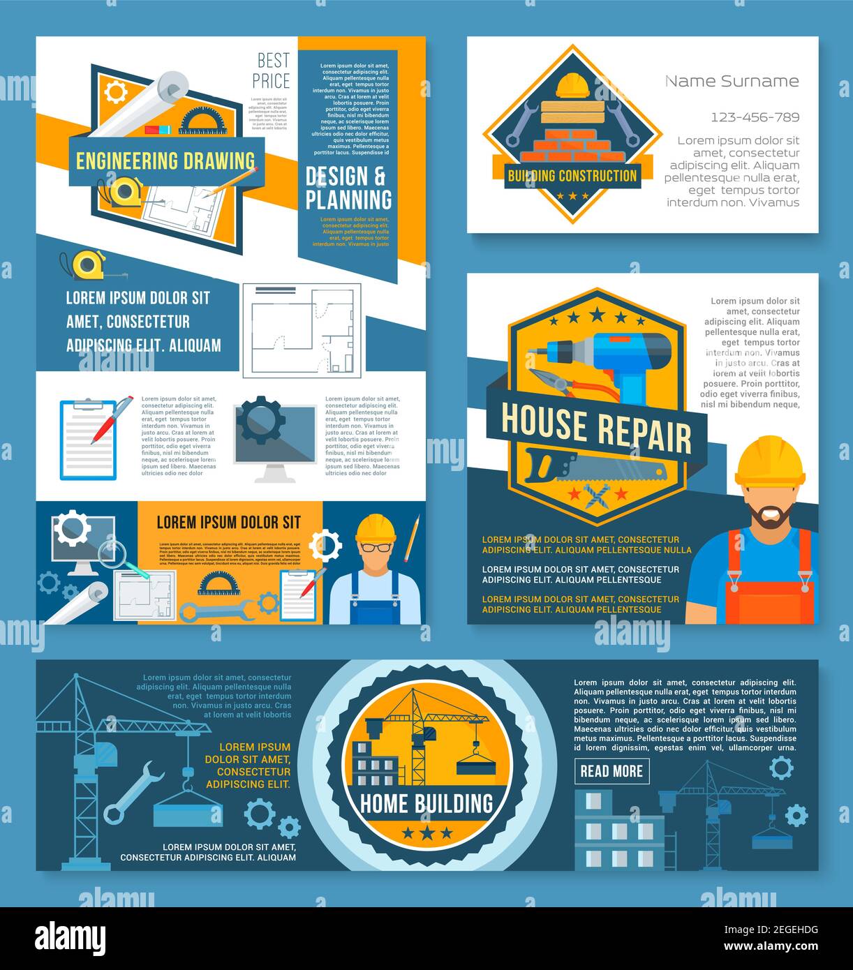 House construction and home repair banner template set. Construction ...