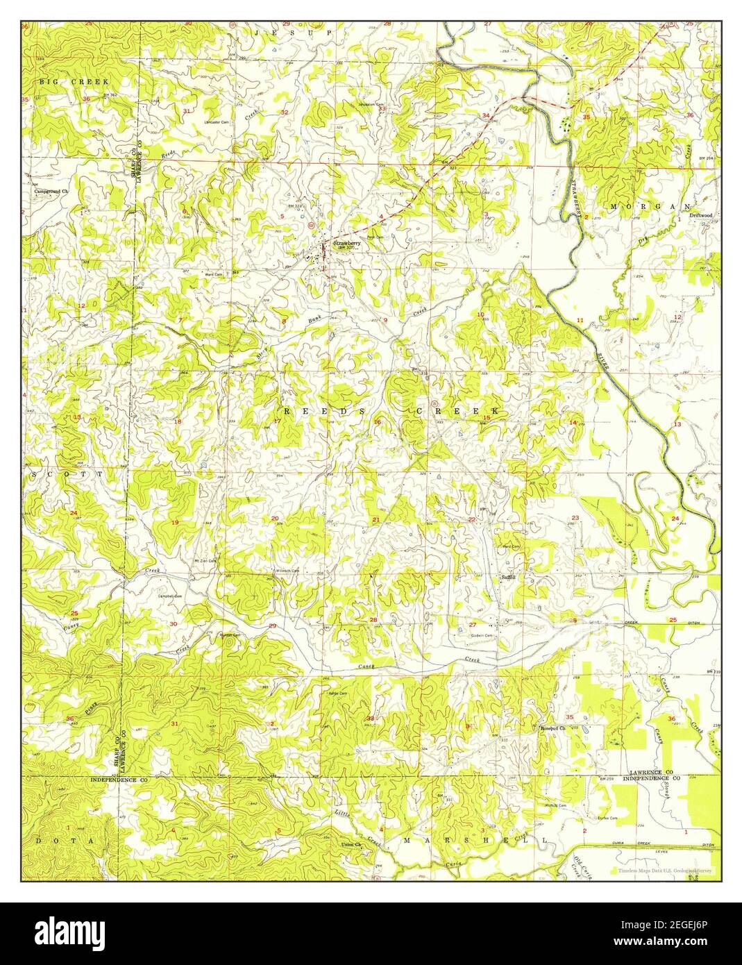 Strawberry, Arkansas, map 1955, 1:24000, United States of America by ...