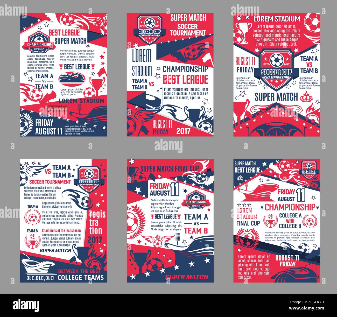 Soccer league match of football college team cup championship posters ...