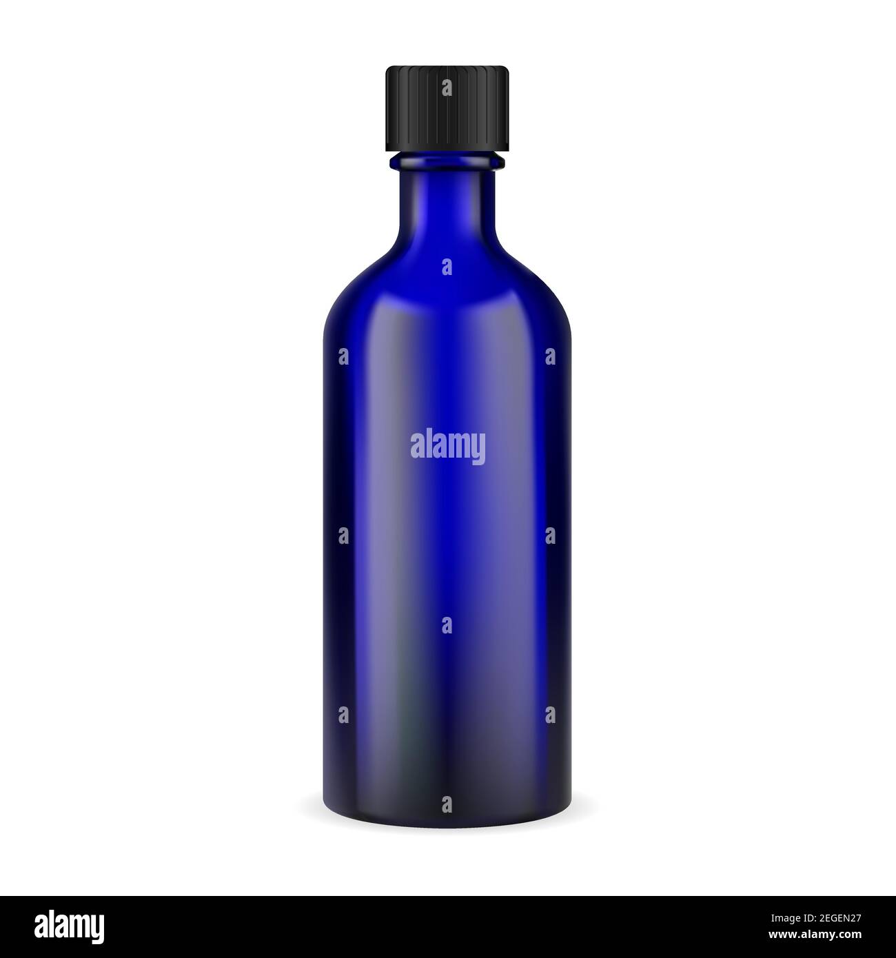 Blue glass medicine bottle. Pharmaceutical syrup jar illustration with ...
