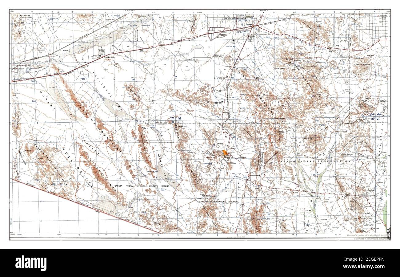 Ajo, Arizona, map 1963, 1:250000, United States of America by Timeless ...