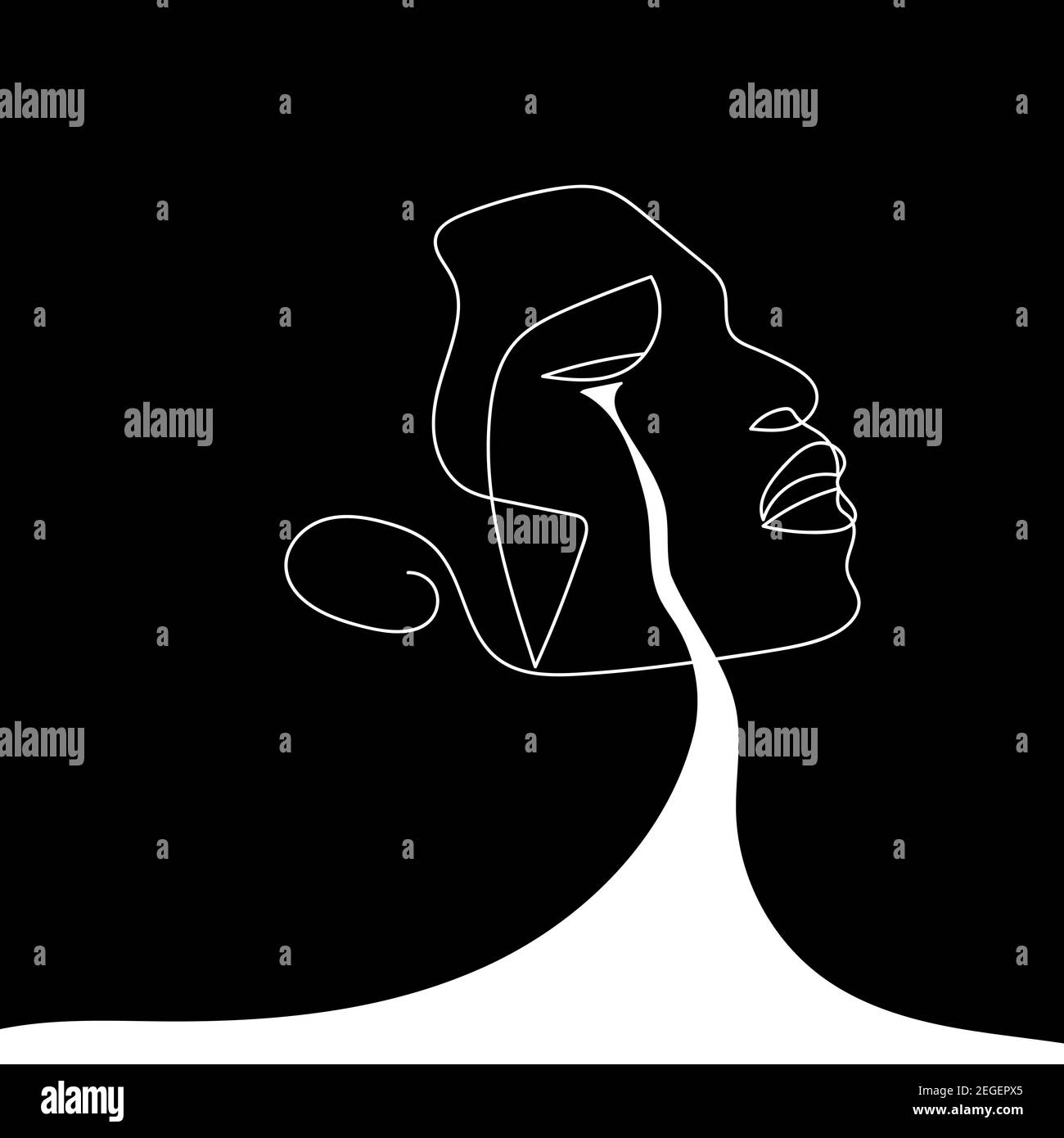 Continuous line abstract face. Contemporary minimalist portrait..The ...