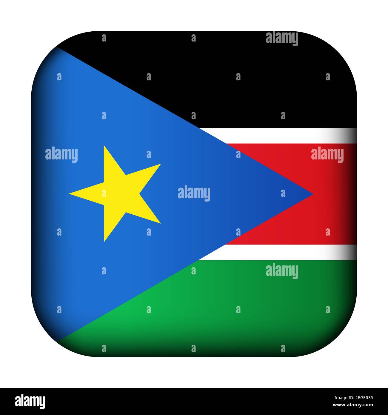 Glass light ball with flag of South Sudan. Squared template icon ...