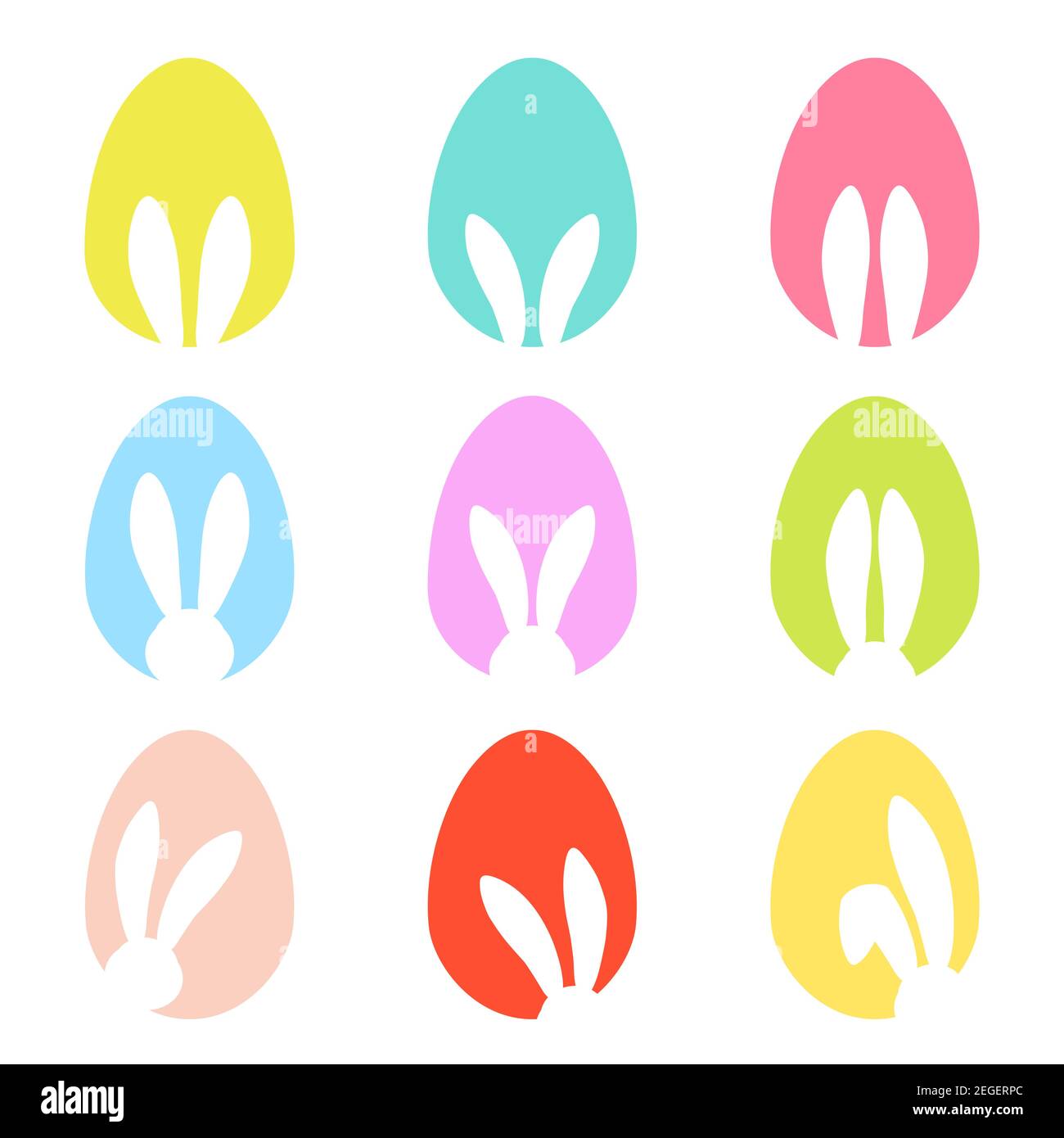 Bunny ears and Easters eggs shapes silhouette - traditional symbol of ...