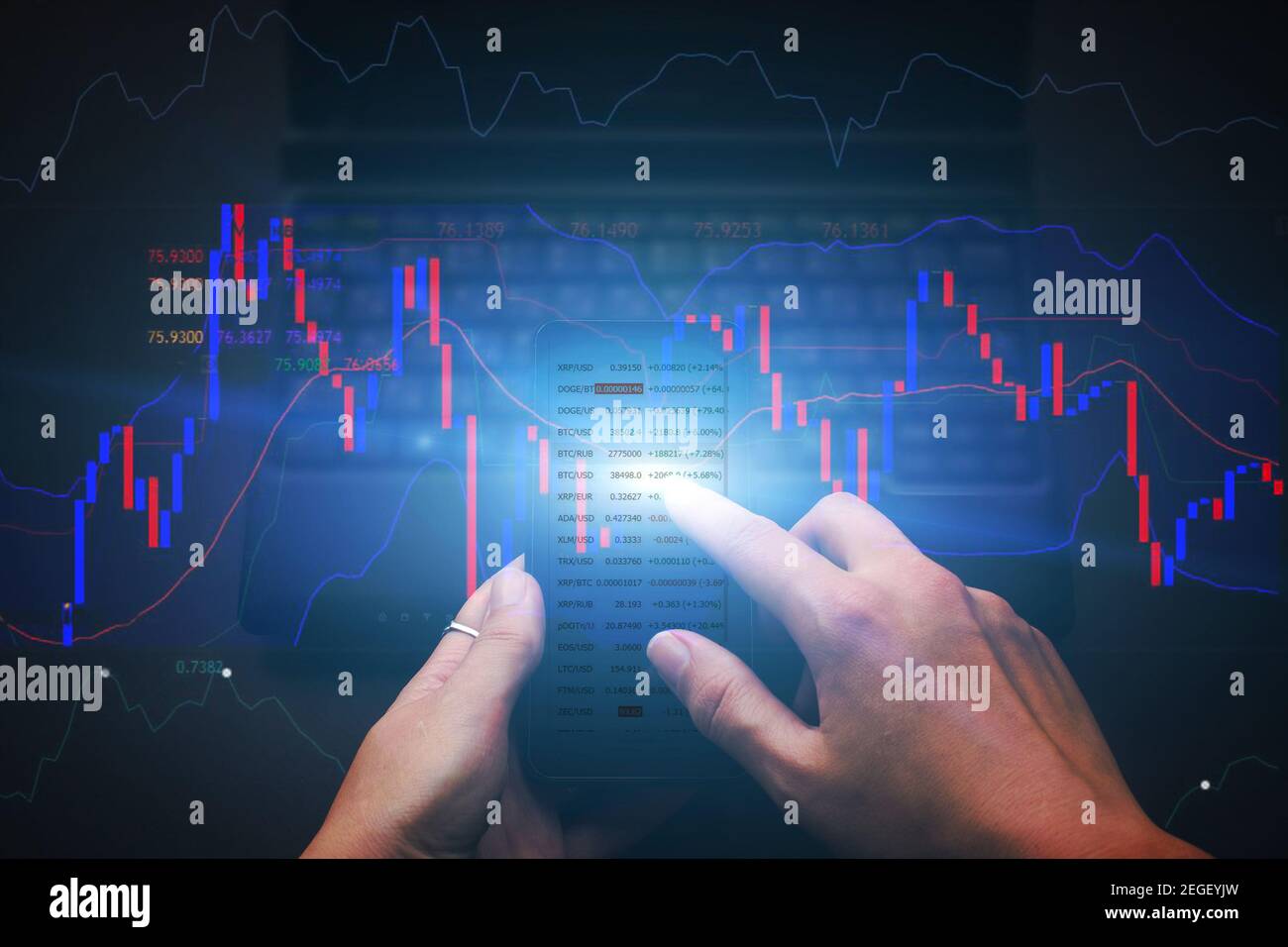 Using a mobile phone for checking stock market data. Key performance ...