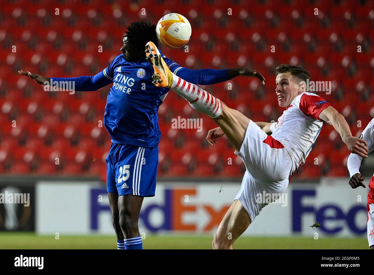 Prague, Czech Republic. 18th Feb, 2021. L-R Soccer players WILFRED ...