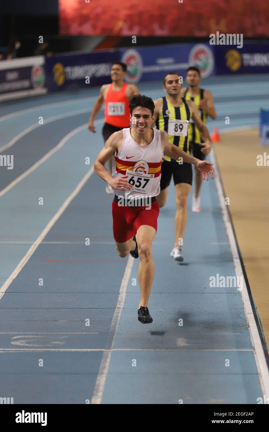 ISTANBUL, TURKEY - FEBRUARY 07, 2021: Athletes running during Turkish ...