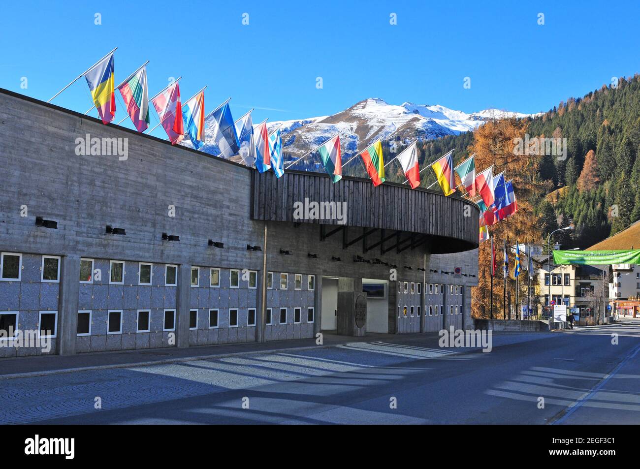 The Congress Center of Davos, Europe's highest city in the Swiss Alps ...