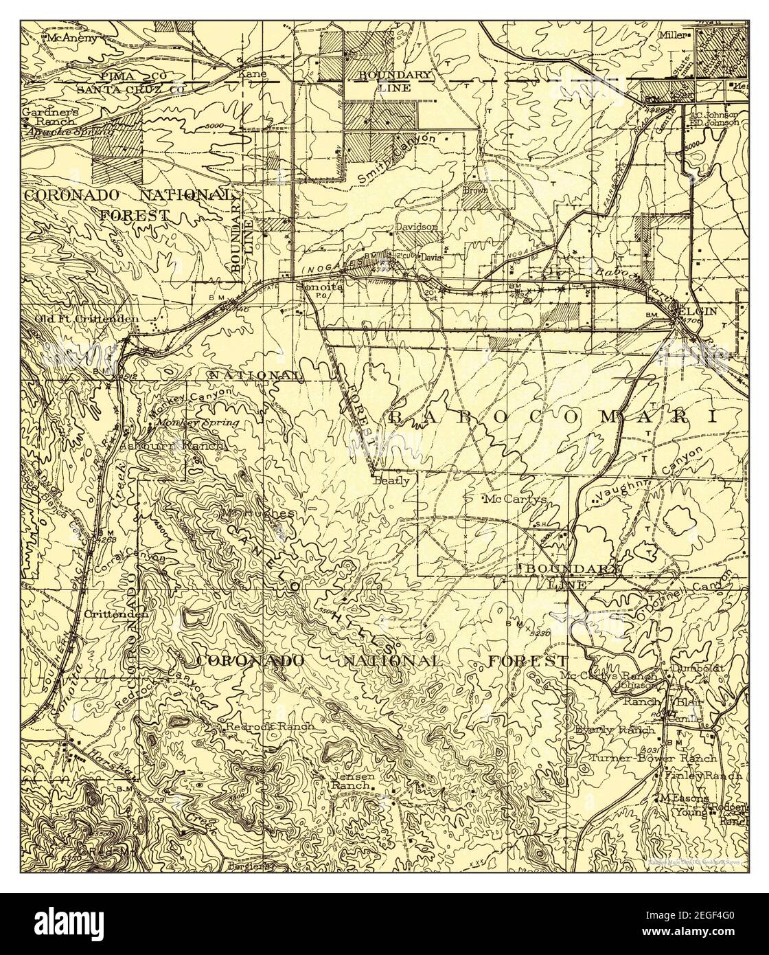 Elgin, Arizona, map 1940, 1:62500, United States of America by Timeless ...