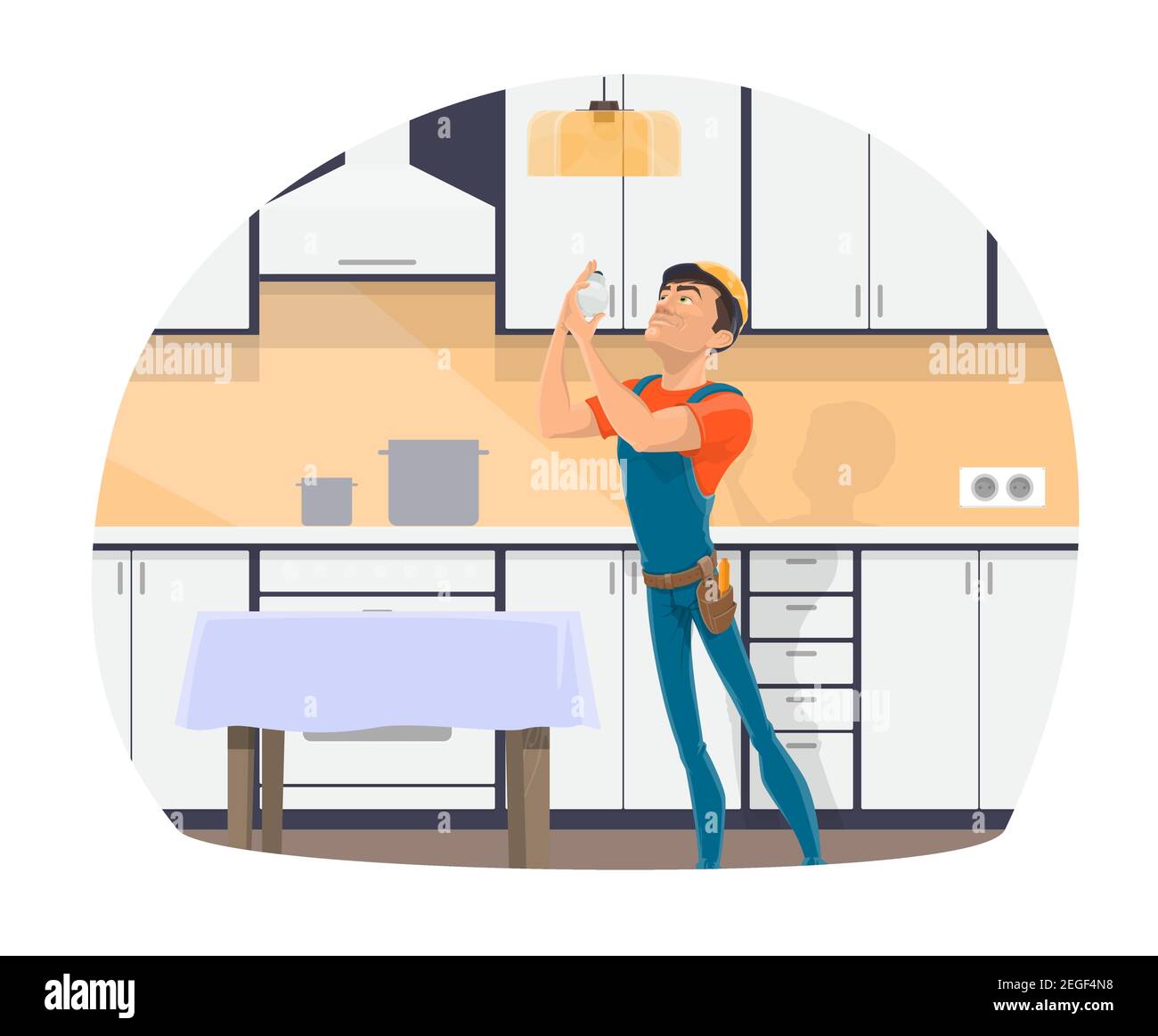 Electrician profession cartoon icon of electrical worker with tool ...