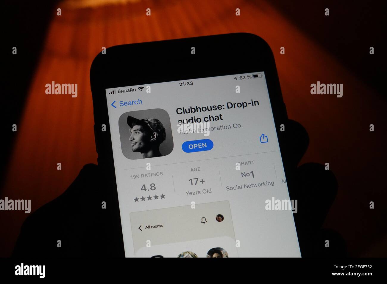Clubhouse app, social network displayed on the smartphone screen Stock ...