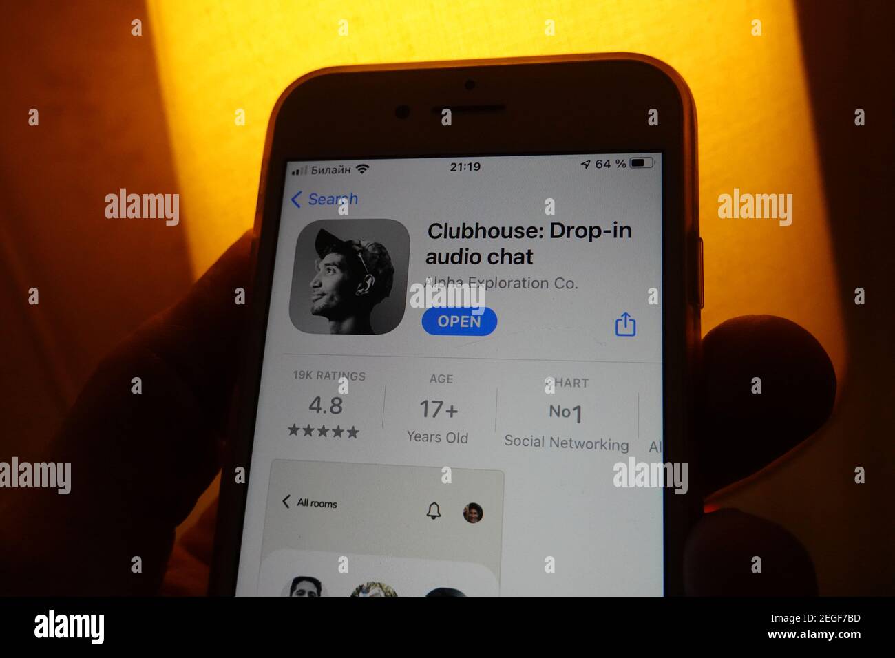 Clubhouse app, social network displayed on the smartphone screen Stock ...