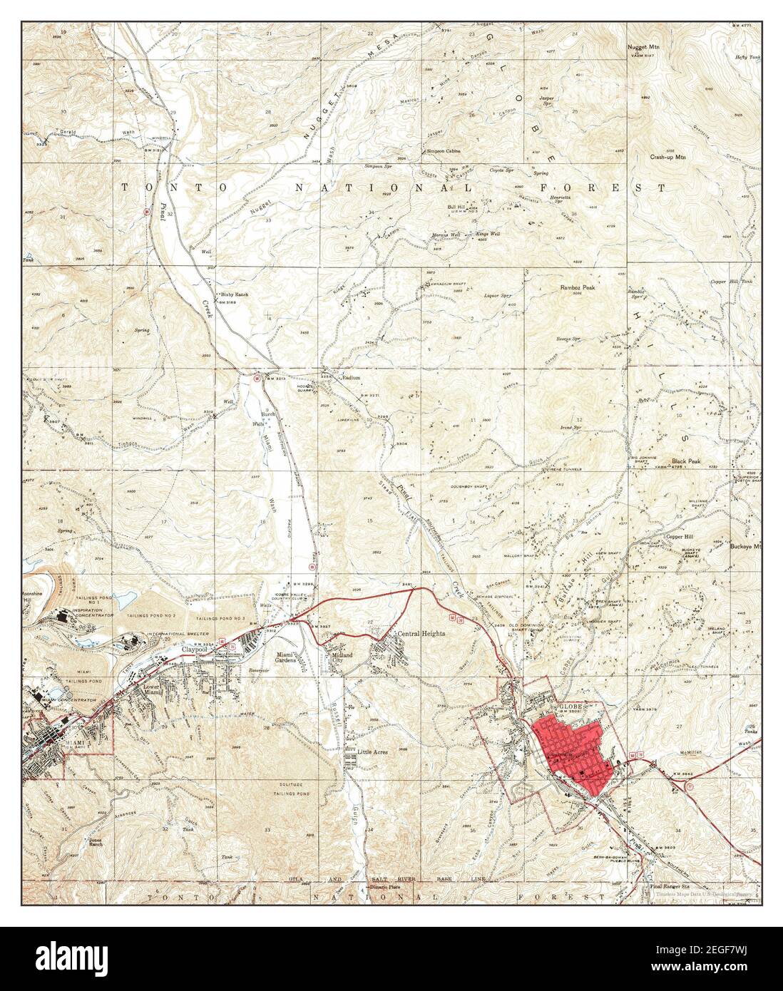 Globe, Arizona, map 1945, 1:24000, United States of America by Timeless ...