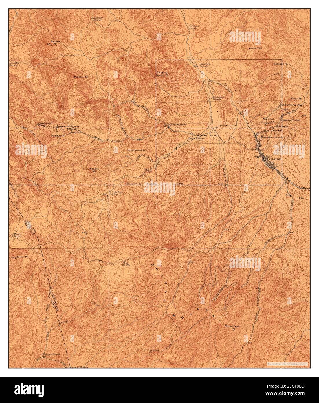 Globe, Arizona, map 1902, 1:62500, United States of America by Timeless ...