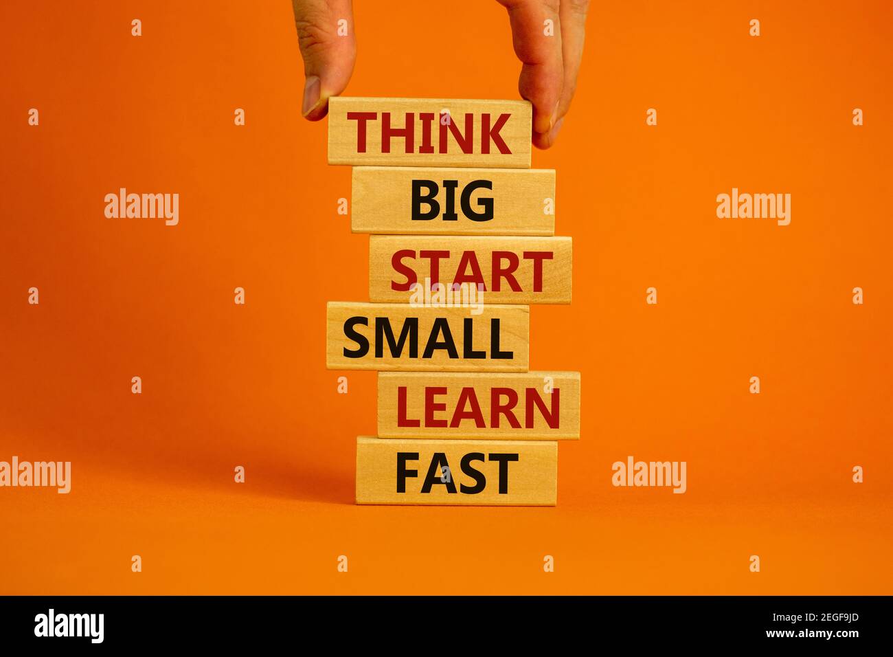 Think big start small symbol. Words 'Think big start small learn fast ...