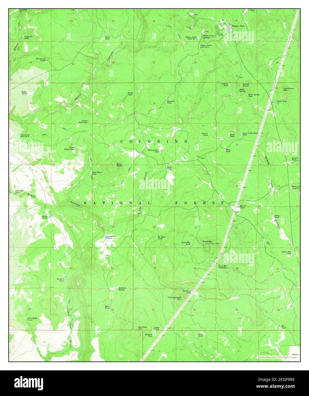 Happy Jack, Arizona, map 1965, 1:24000, United States of America by ...