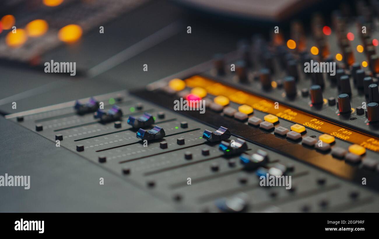 Modern Music Record Studio Control Desk with Equalizer, Mixer and other ...
