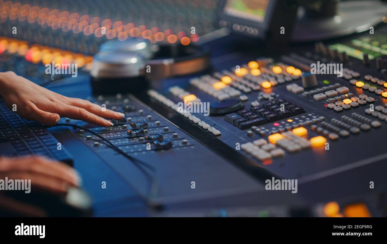 Modern Music Record Studio Control Desk with Equalizer, Mixer and other ...