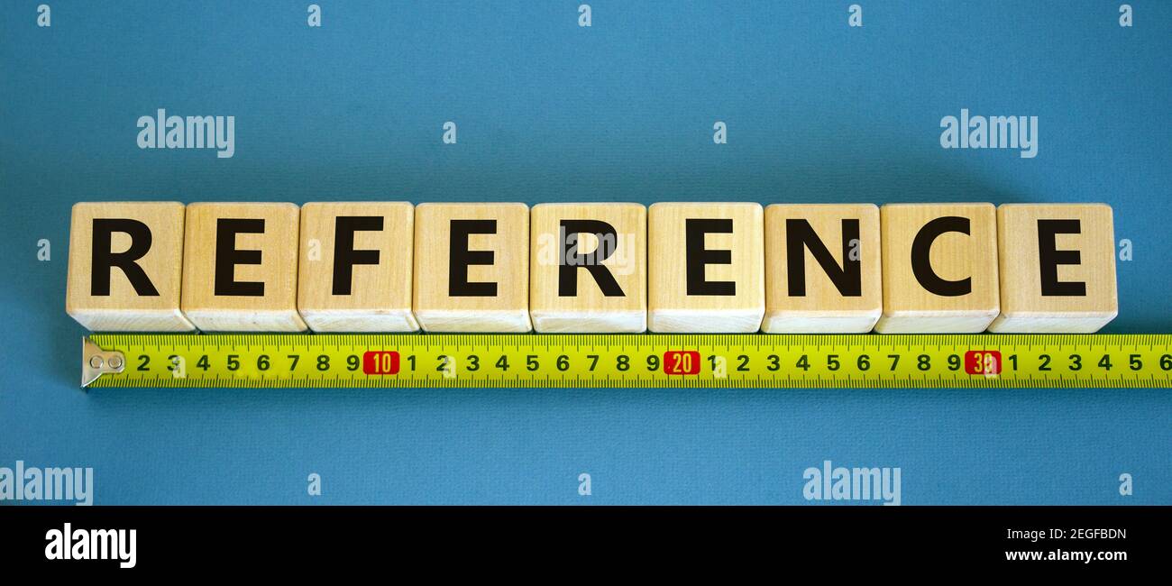 Reference symbol. Reference word on cubes arranged behind the ruler on ...