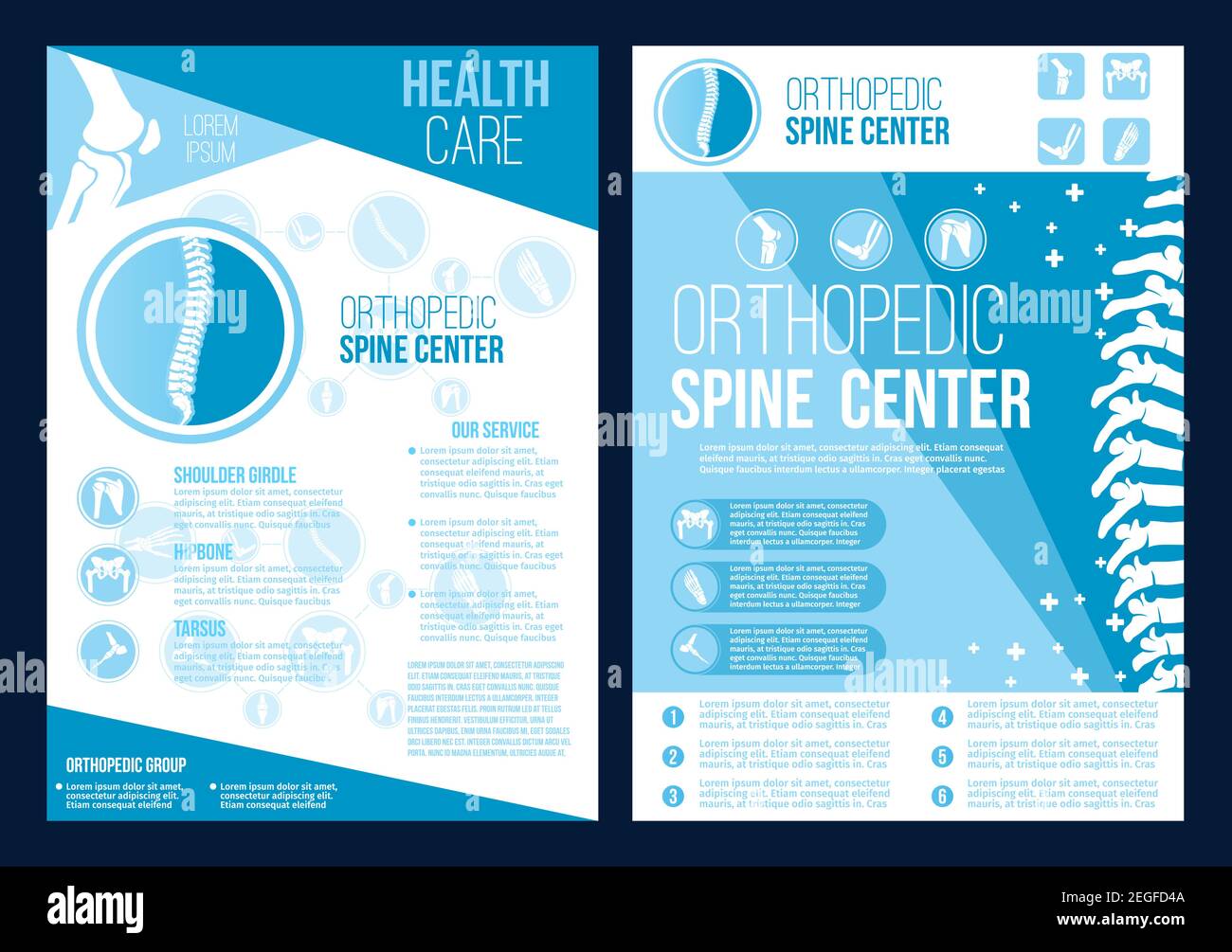 Orthopedics spine health center brochure. Vector flat design for ...