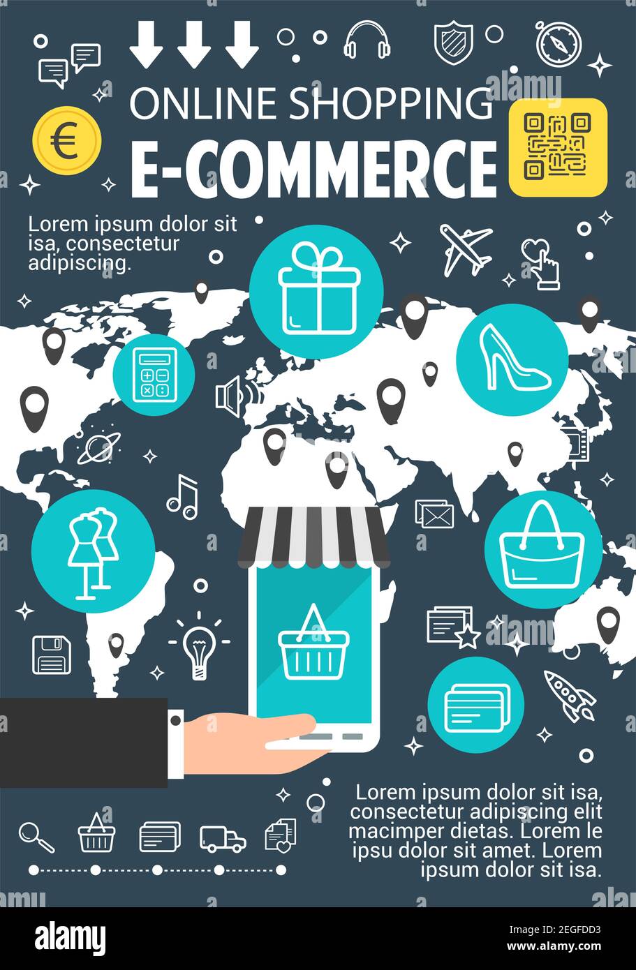 Online shopping banner for e-commerce and internet business concept ...