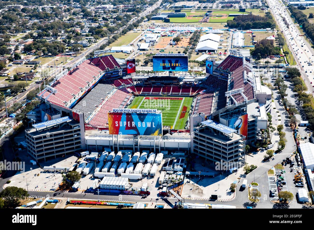 Aerial view of Raymond James Stadium in advance of Super Bowl LV ...