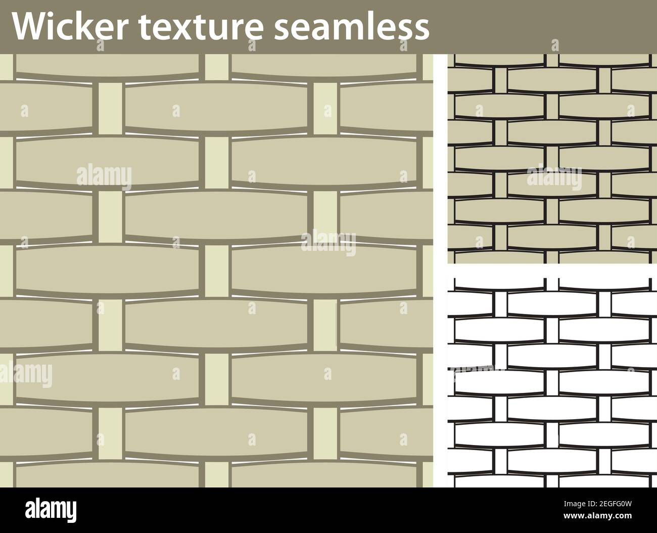 Three different versions of a seamless pattern fill with a wicker ...