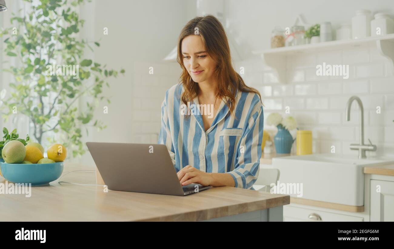 Work from home woman pyjamas hi-res stock photography and images - Alamy