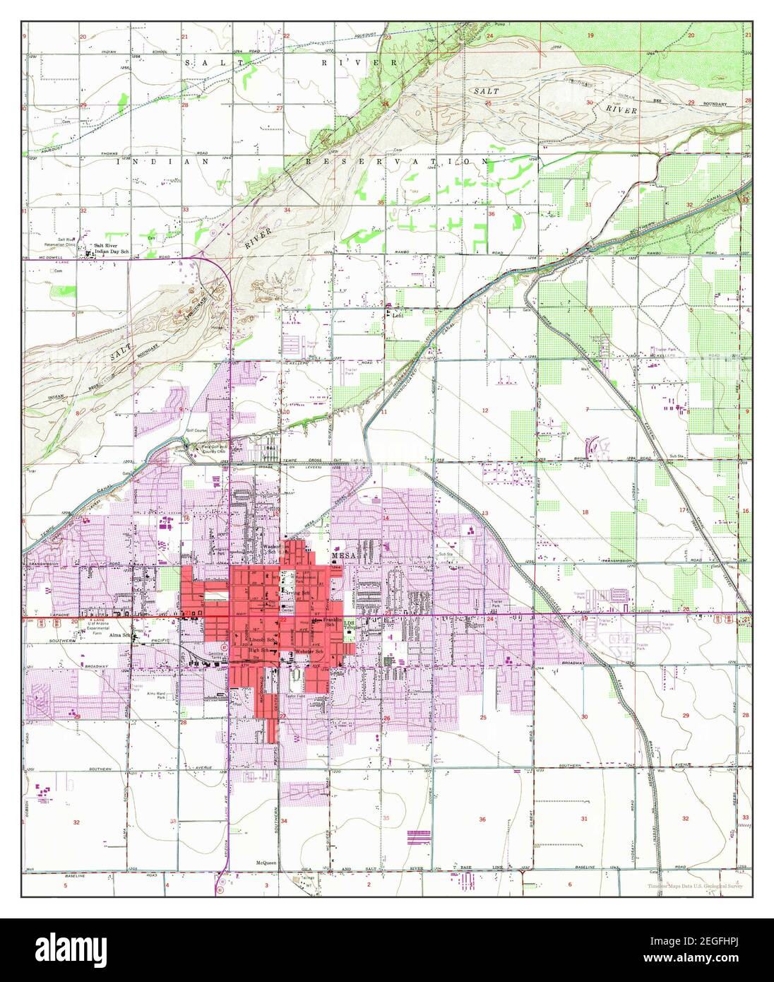 Mesa, Arizona, map 1952, 1:24000, United States of America by Timeless ...
