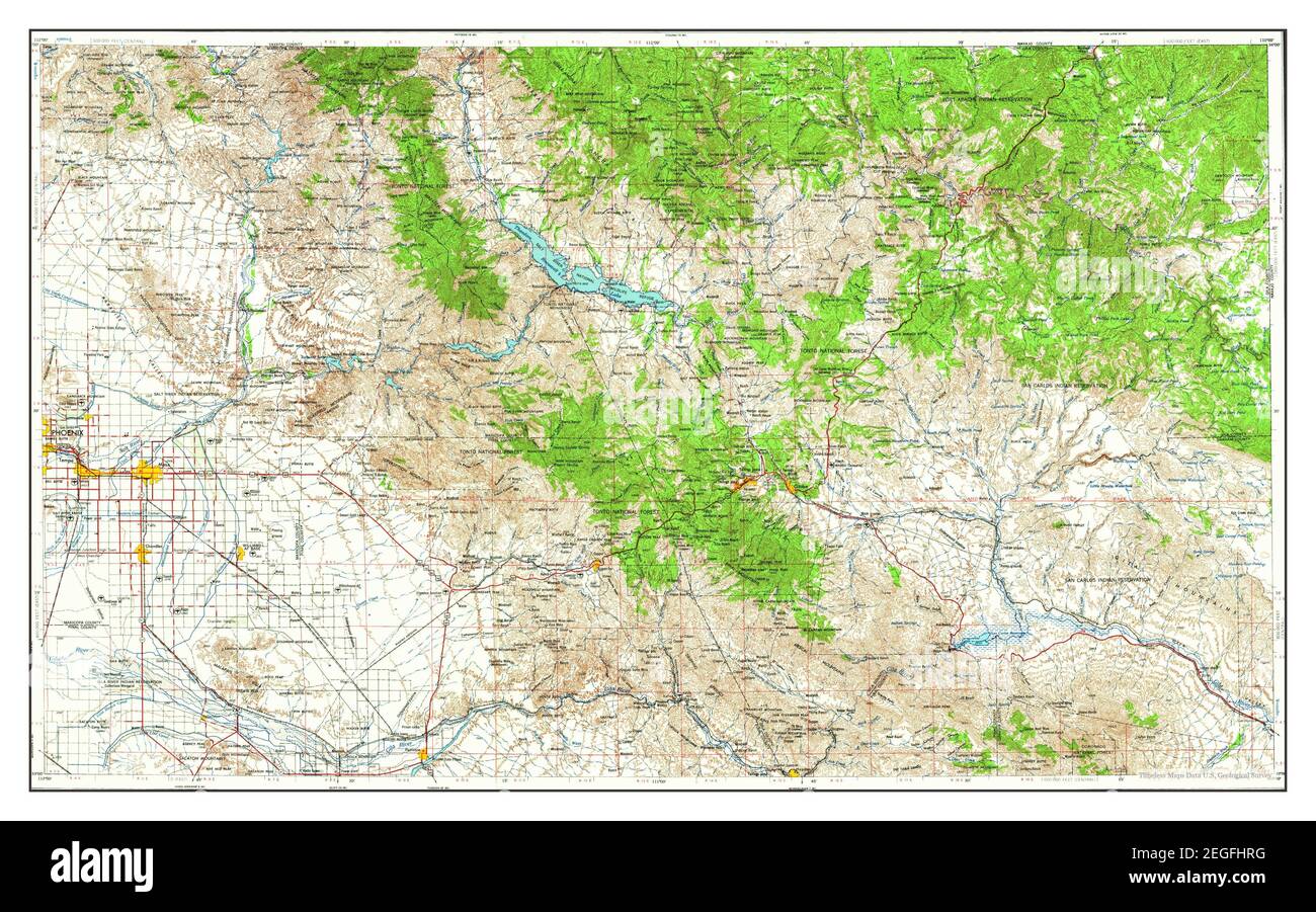 Mesa, Arizona, map 1964, 1:250000, United States of America by Timeless ...