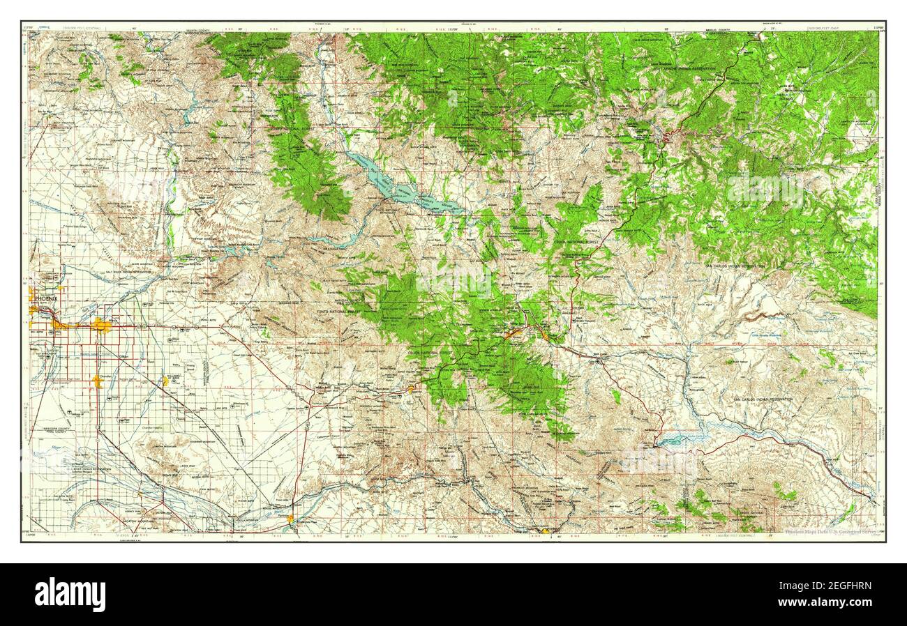 Mesa, Arizona, map 1960, 1:250000, United States of America by Timeless ...