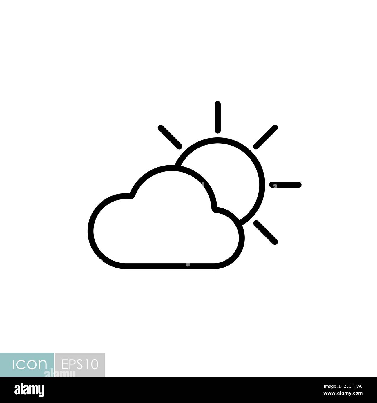 Sun and cloud vector icon. Meteorology sign. Graph symbol for travel ...