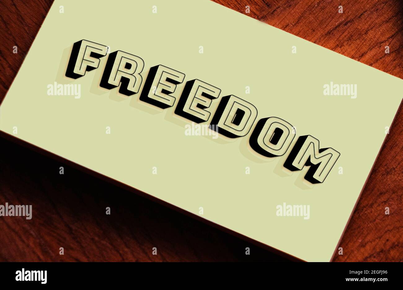 "Freedom" txt on white paper on wooden background Stock Photo - Alamy