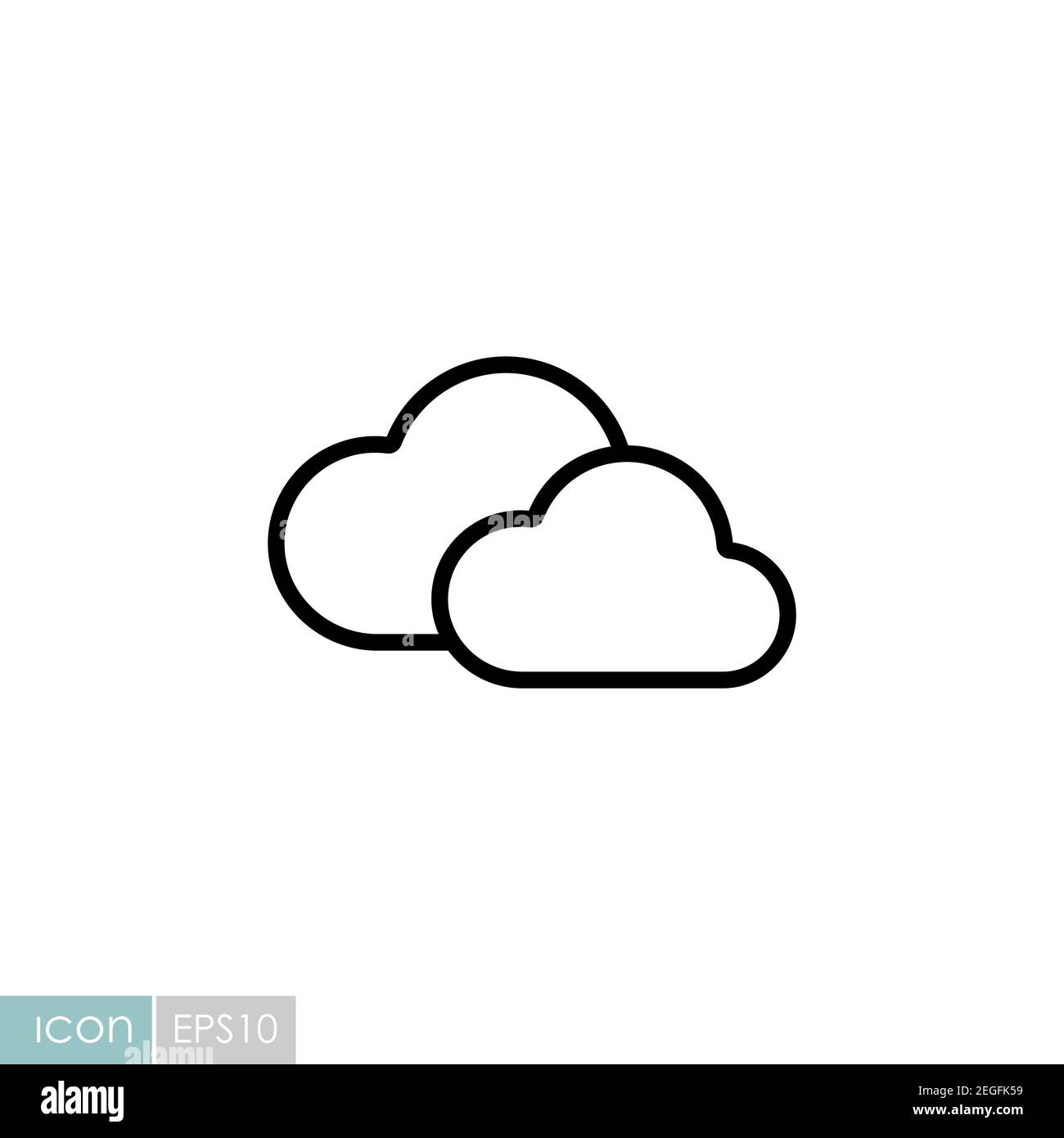 Two clouds vector icon. Meteorology sign. Graph symbol for travel ...