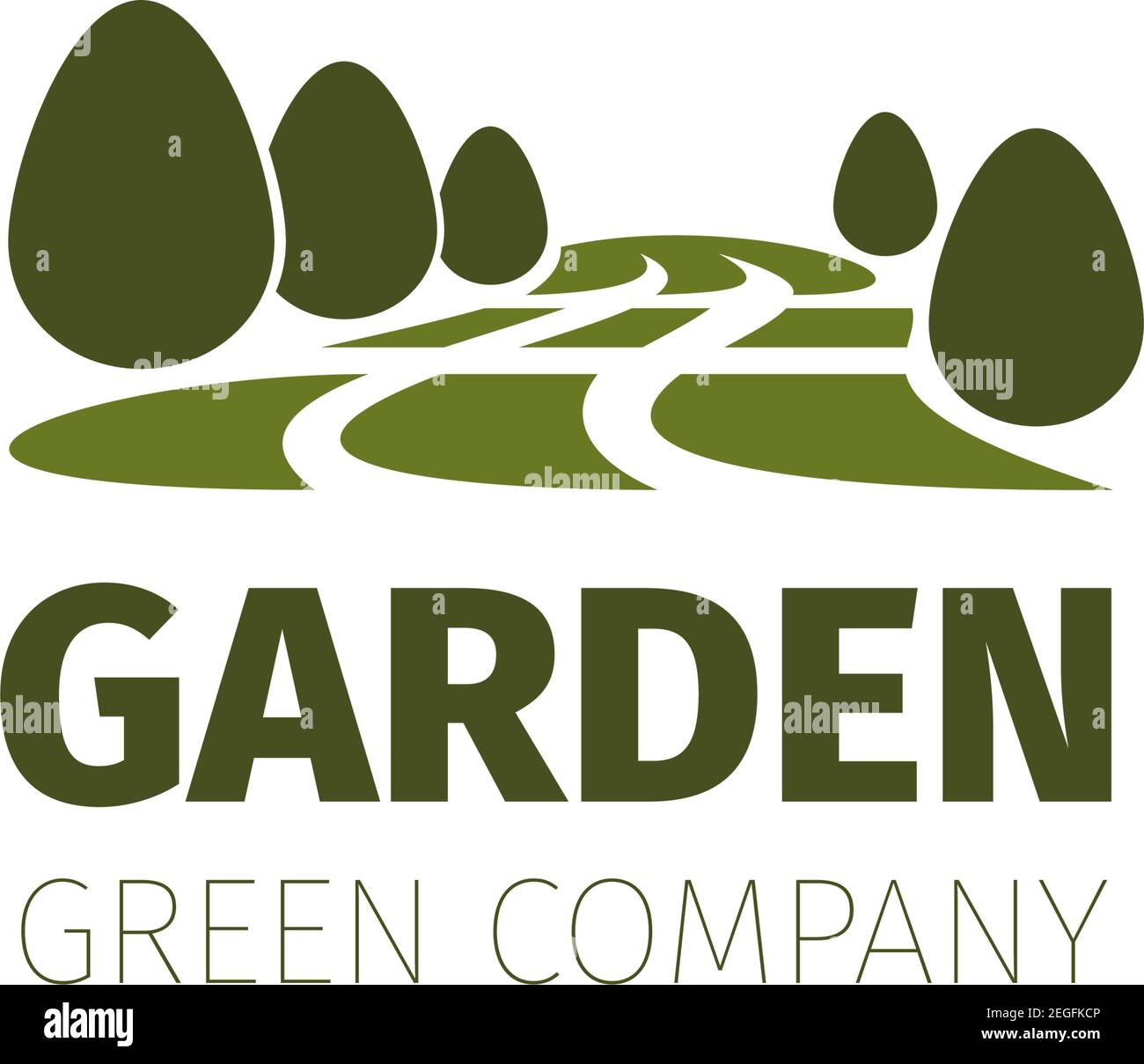 Green garden icon for landscaping design company or nature and ...