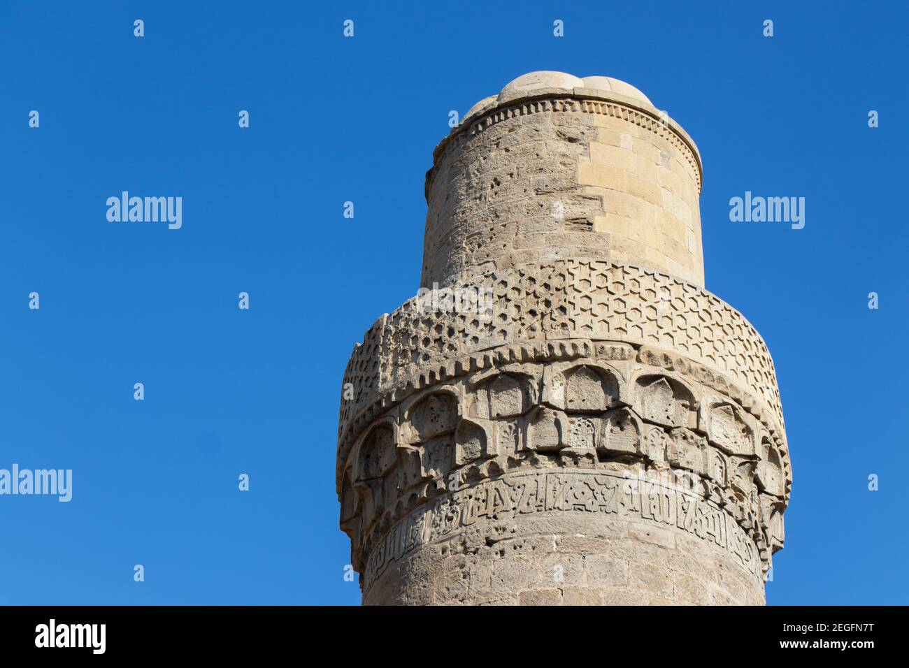 Islamic buildings in Baku - Azerbaijan. Minaret of Muhammad Mosque or ...