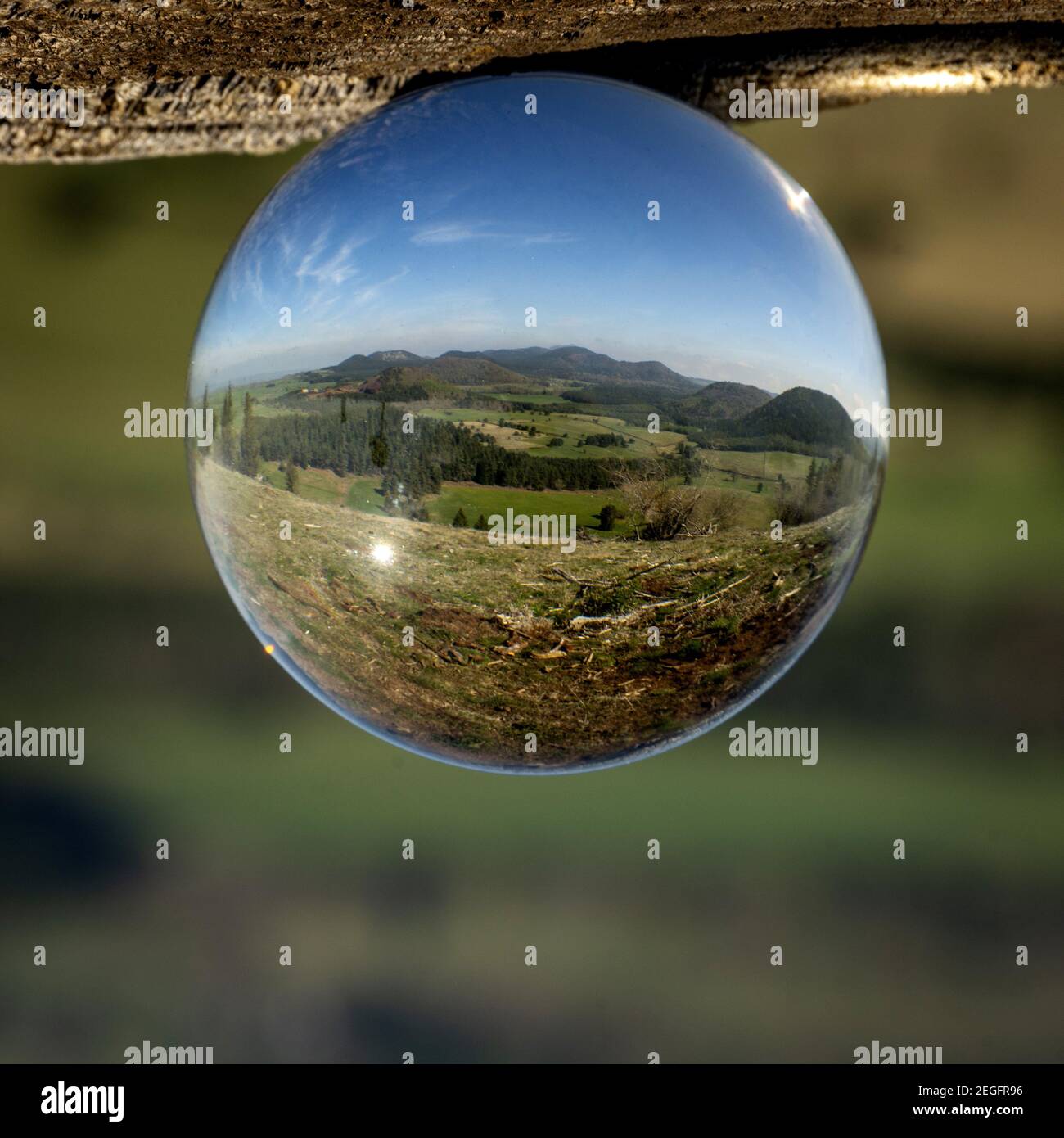 Crystal ball with a reflection of volcanic landscape in Regional Nature ...