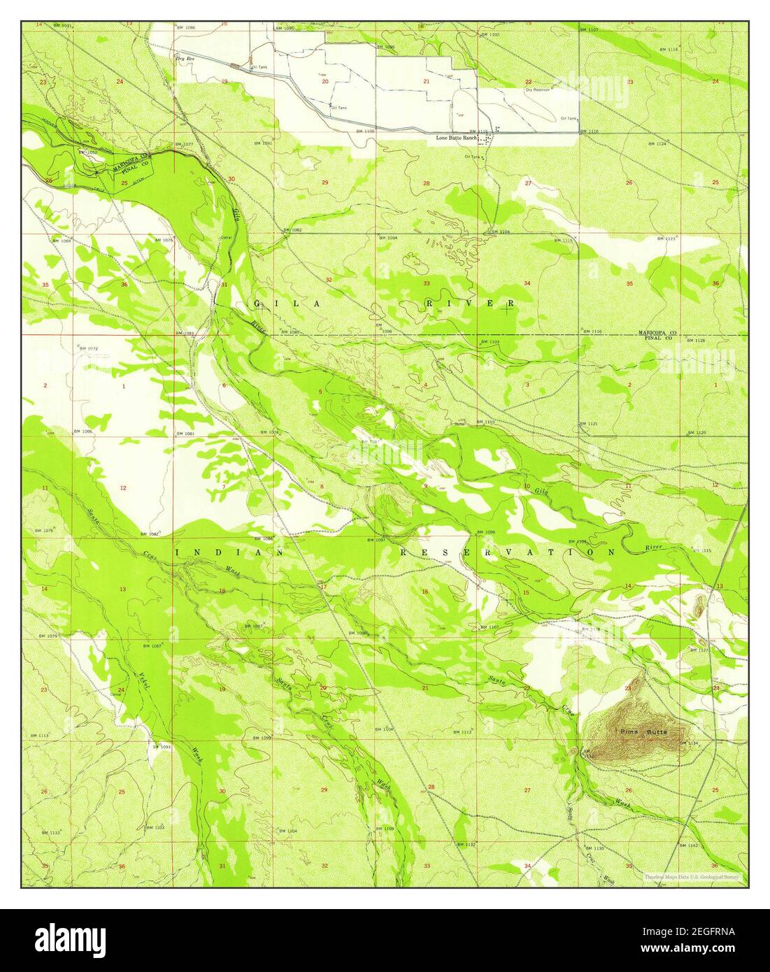 Pima Butte, Arizona, map 1952, 1:24000, United States of America by ...