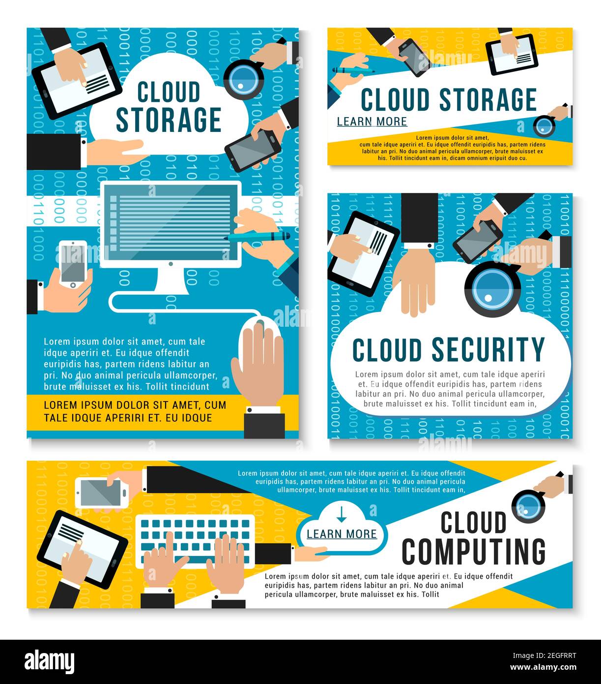 Cloud storage and digital data transmission security posters for ...