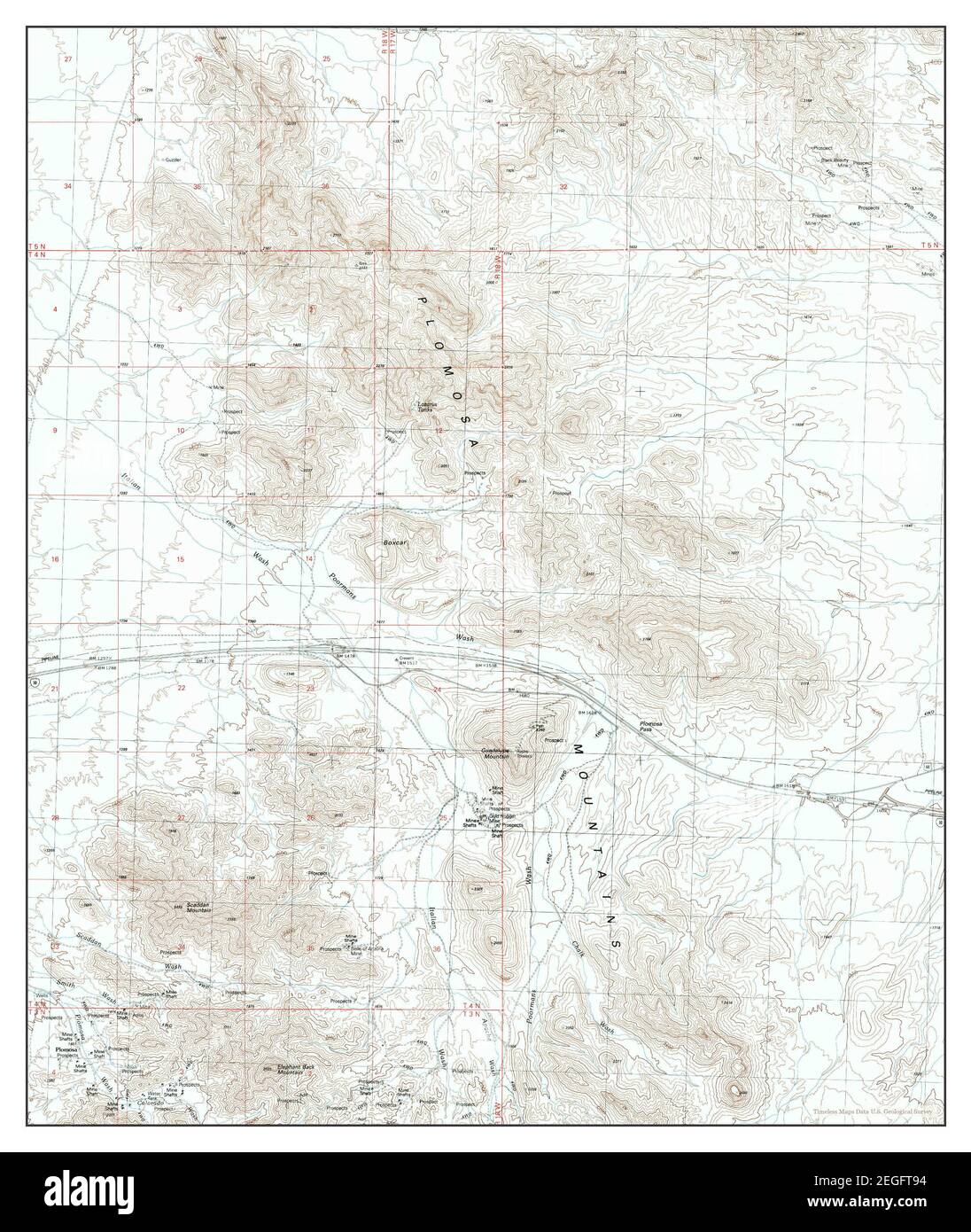 Plomosa Pass, Arizona, map 1990, 1:24000, United States of America by ...