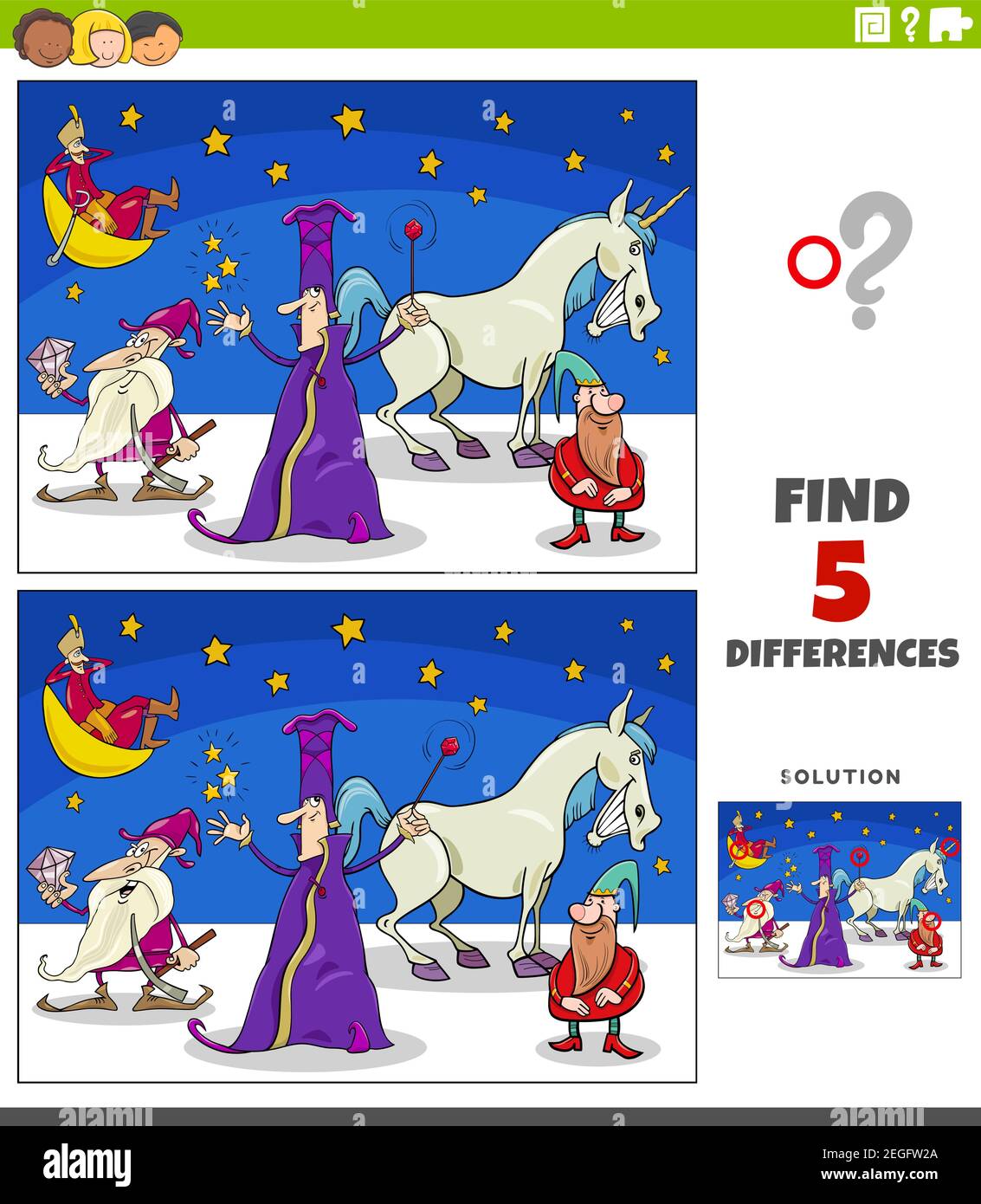 Cartoon illustration of finding the differences between pictures ...