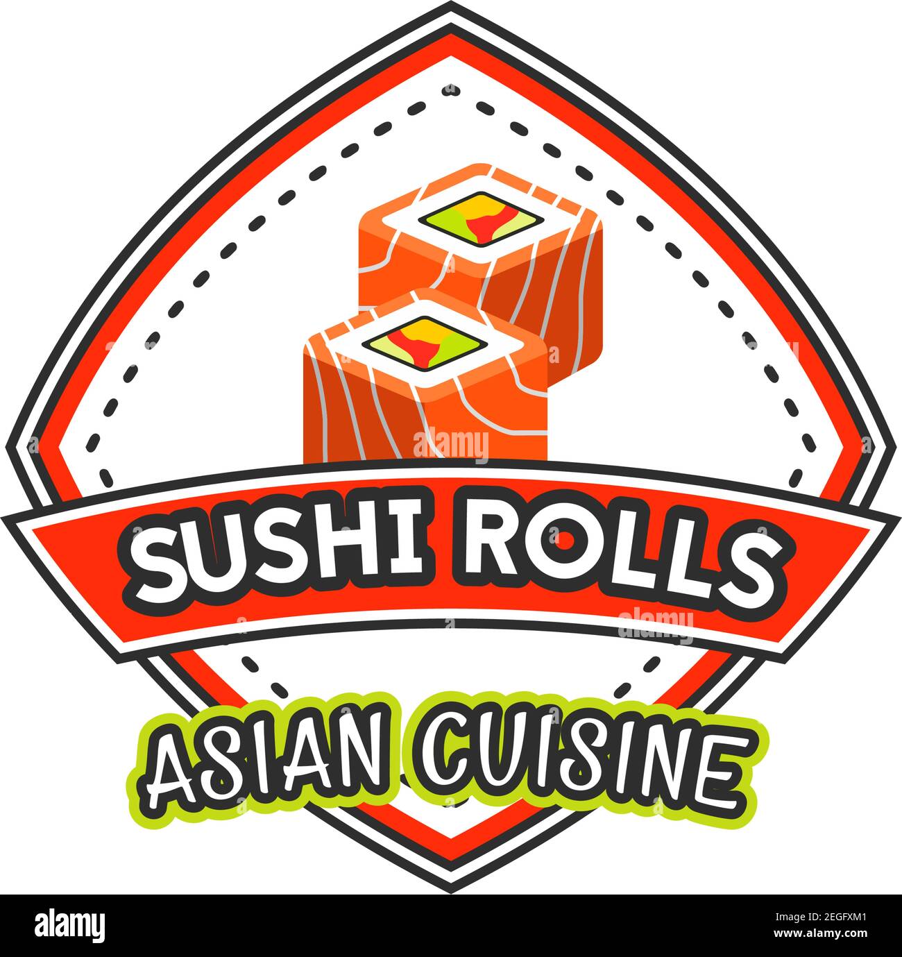 Sushi rolls icon for Japanese cuisine restaurant or Asian food cafe ...