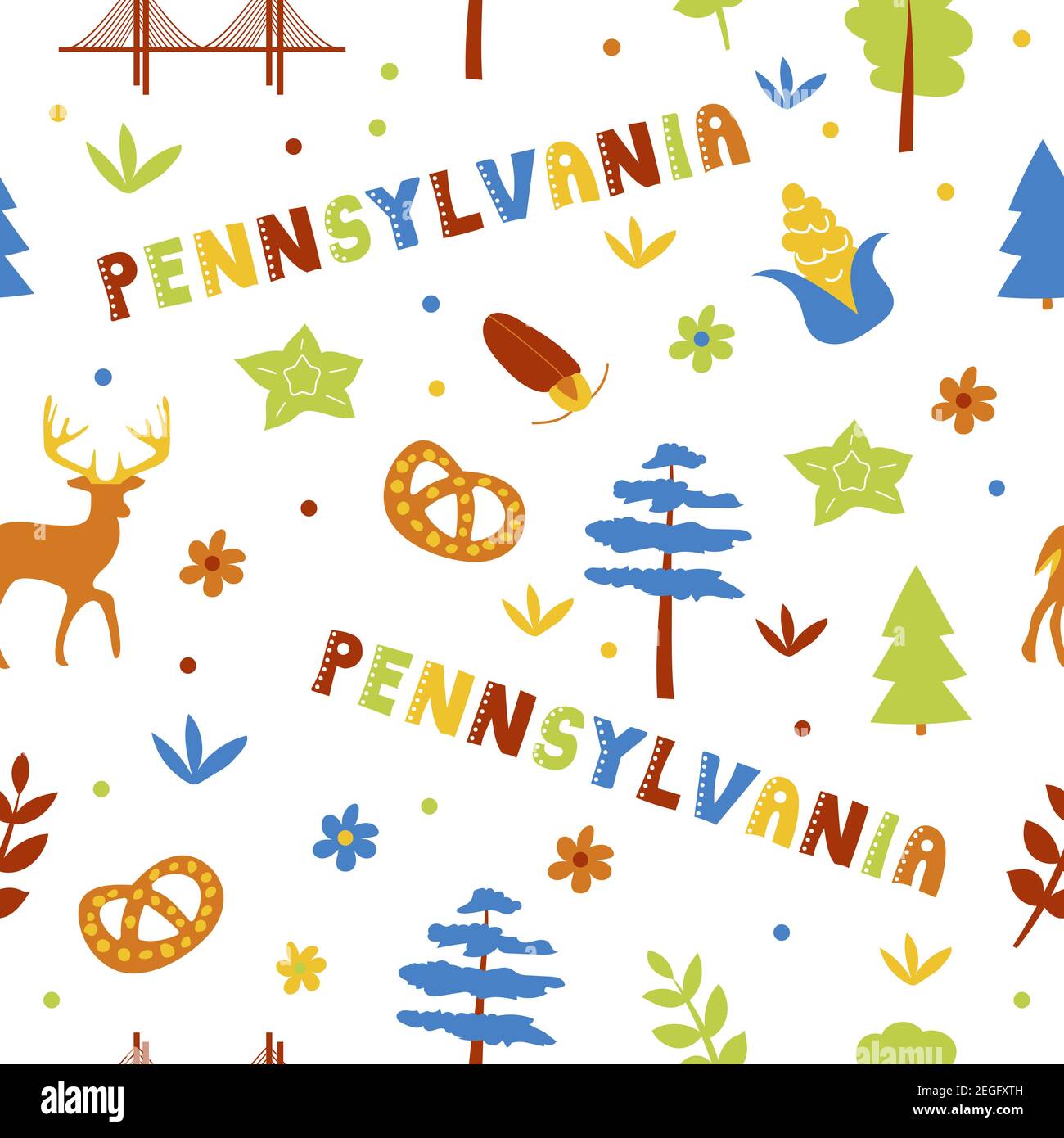 USA collection. Vector illustration of Pennsylvania theme. State ...