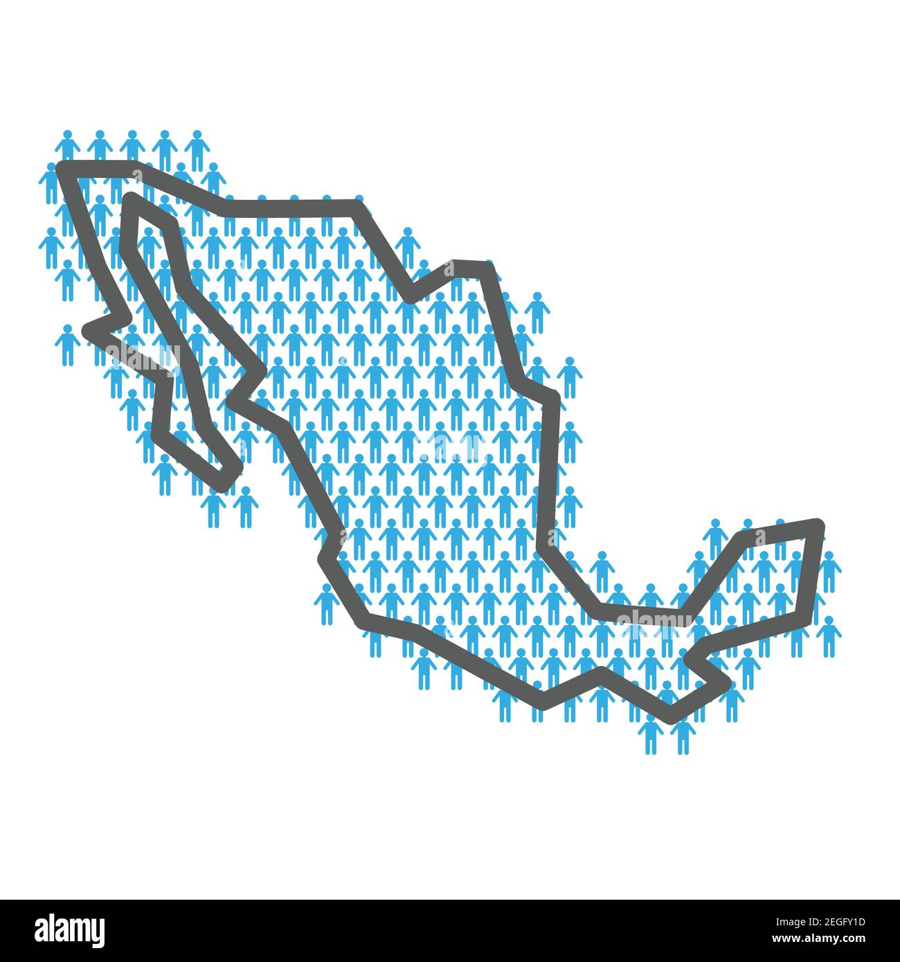 Mexico population map. Country outline made from people figures Stock ...