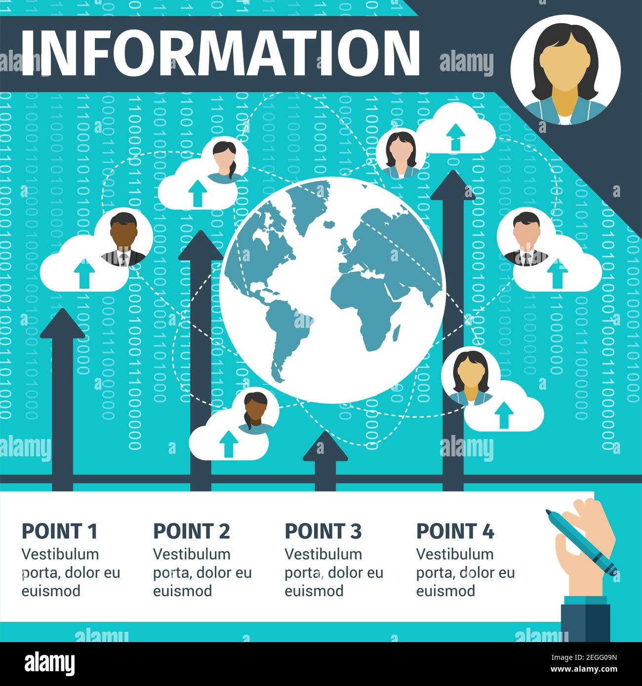 Cloud computing and information technology banner. Earth globe spanned ...