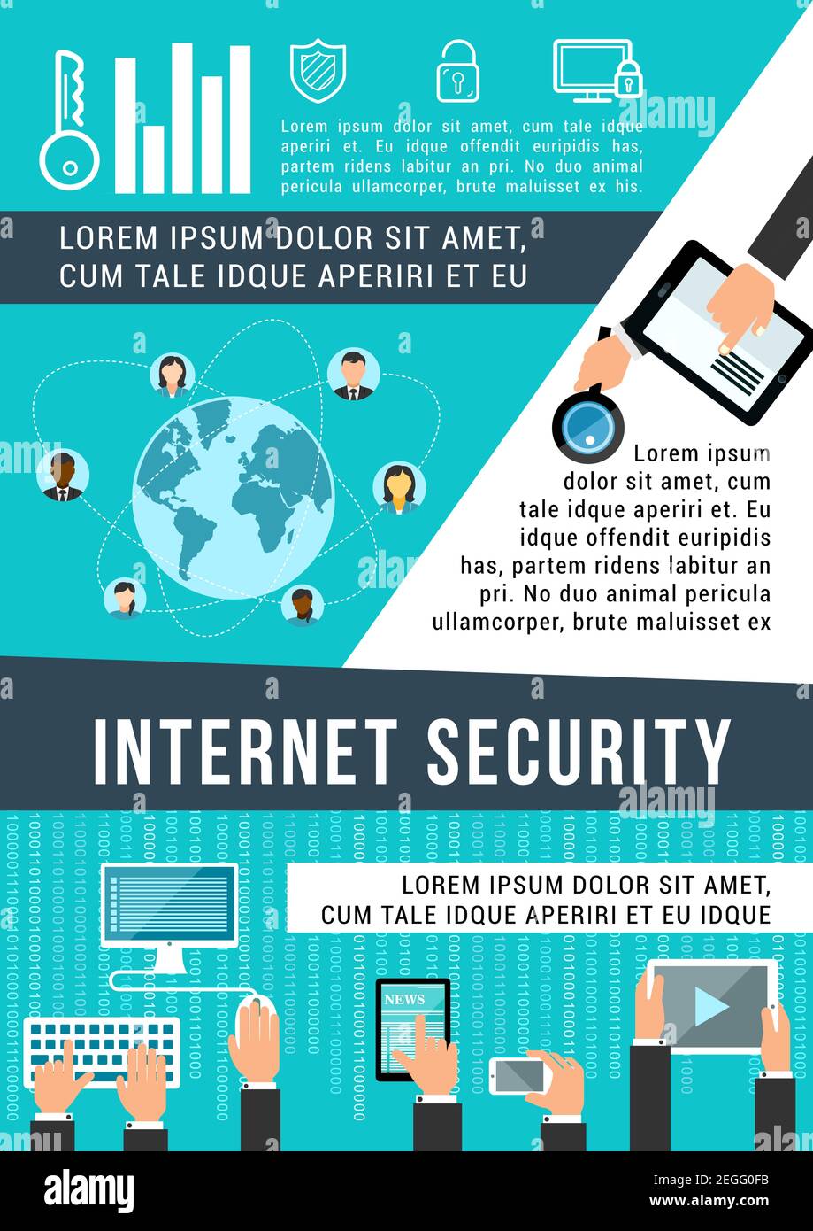 Internet security banner for data protection technology concept ...