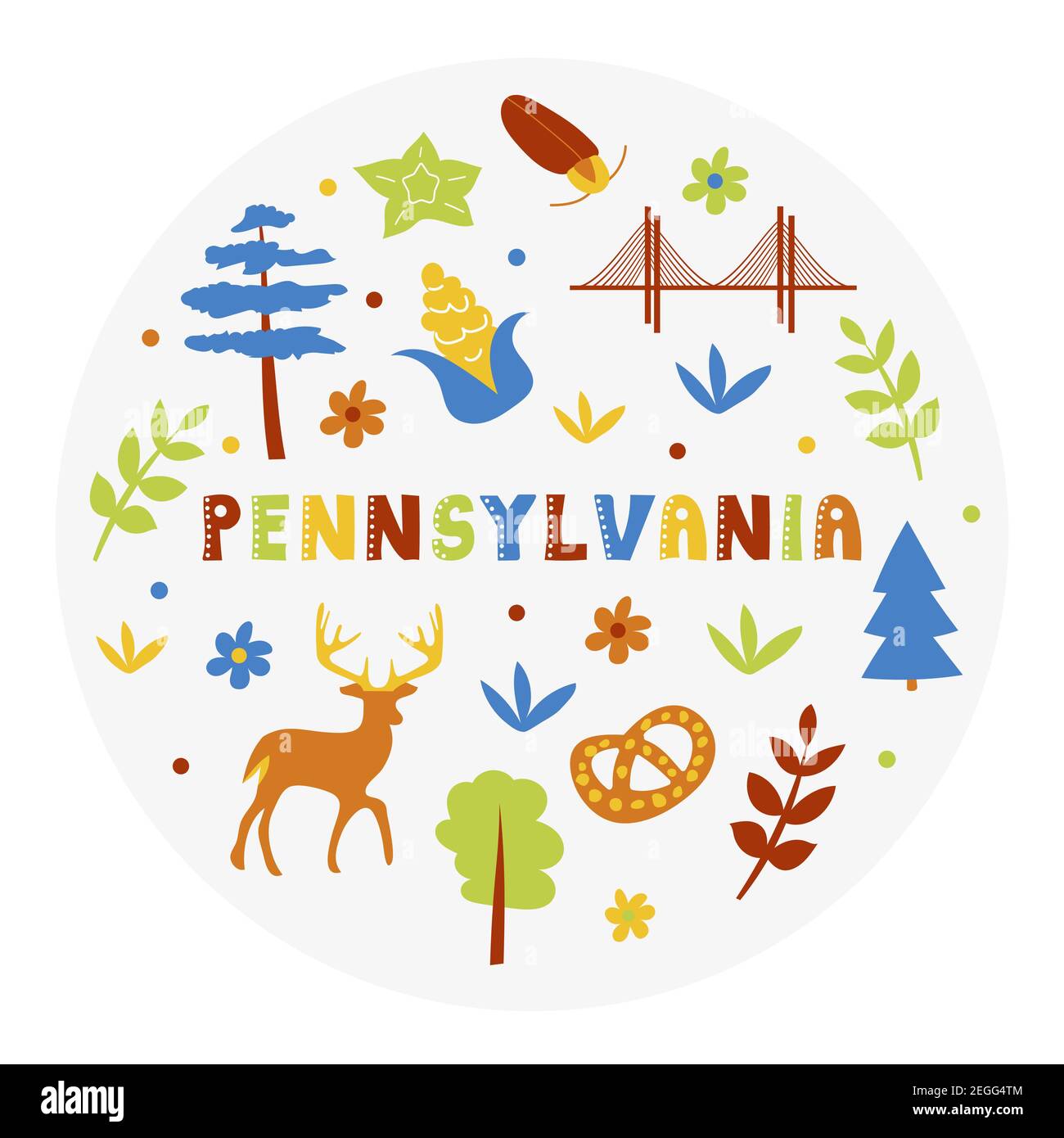 USA collection. Vector illustration of Pennsylvania theme. State ...