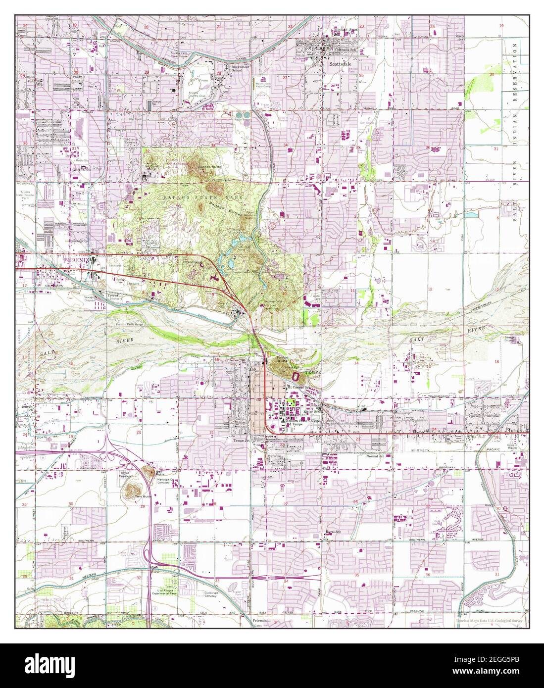 Tempe, Arizona, map 1952, 1:24000, United States of America by Timeless ...